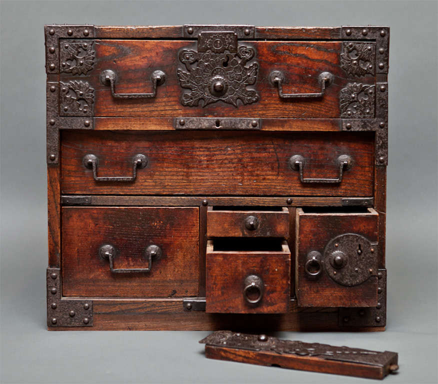 Japanese Keyaki Wood Small Tonsu (Sea Chest) at 1stDibs