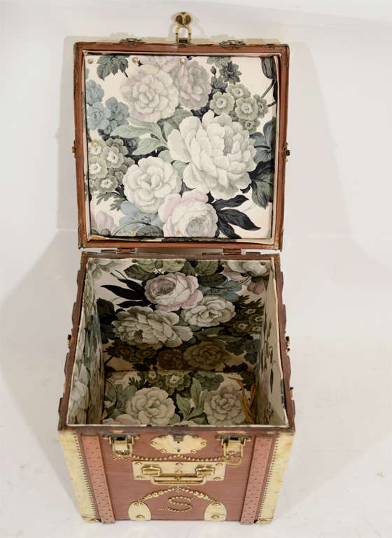 Brass-Trimmed and Studded Hat Box (Side Table), England, 19th C at 1stDibs