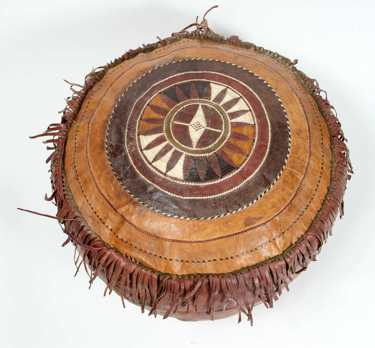 Leather African Tribal Pouf at 1stDibs | african pouf