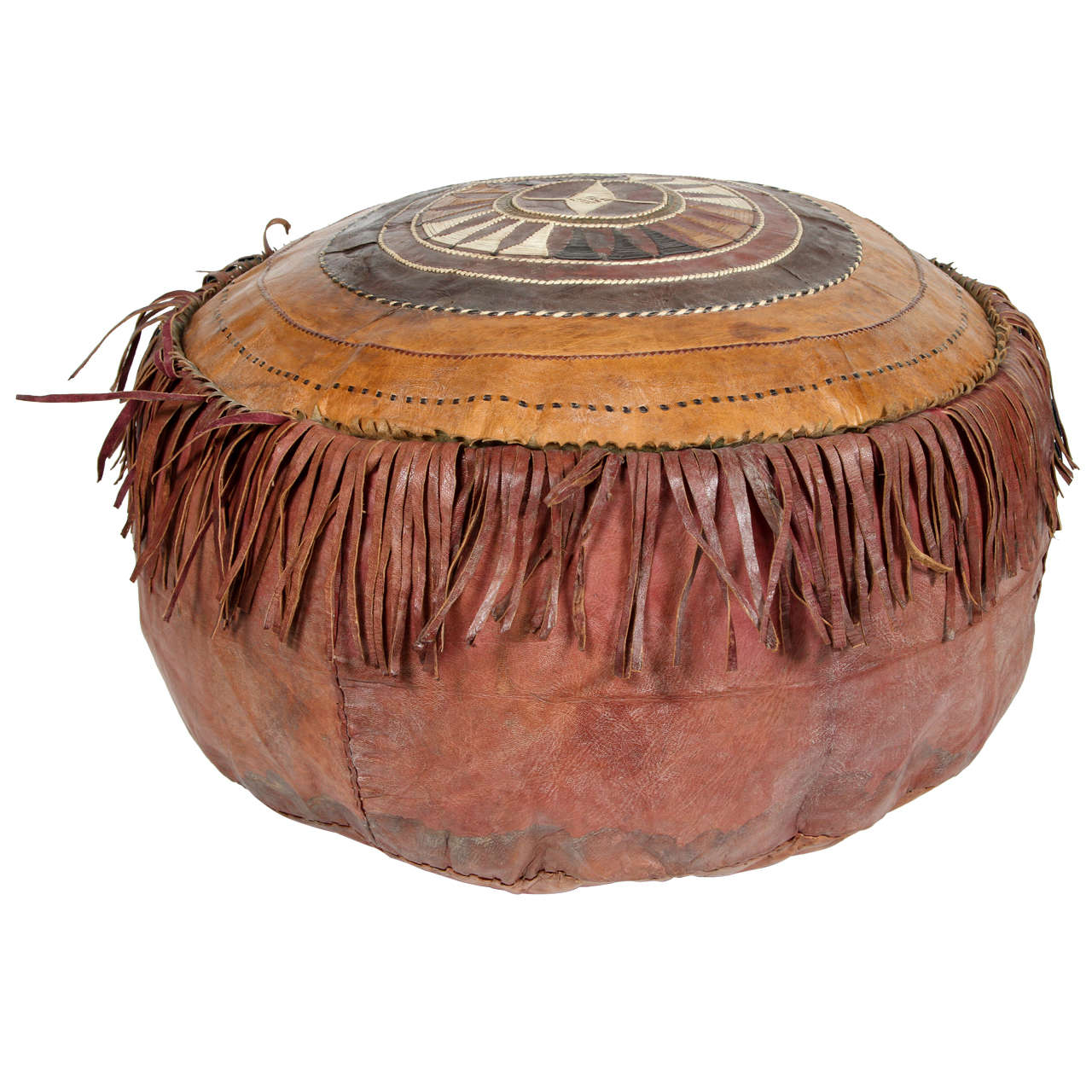 Leather African Tribal Pouf at 1stDibs | african pouf