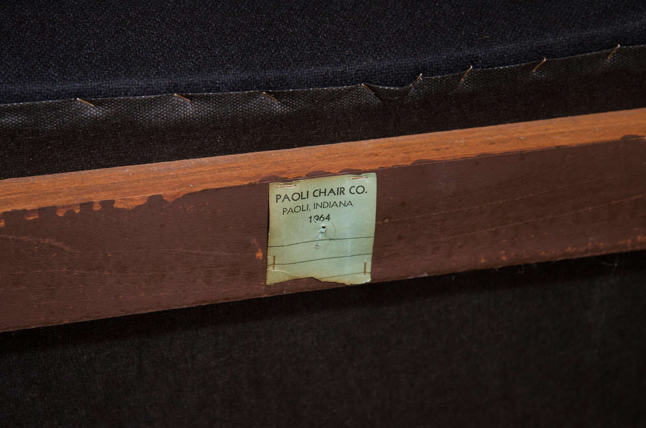 Midcentury Pair of Black Wool Armchairs by Paoli at 1stDibs