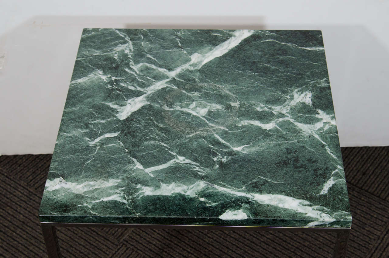 Midcentury Knoll Square Side Table with Green Marble Top at 1stDibs