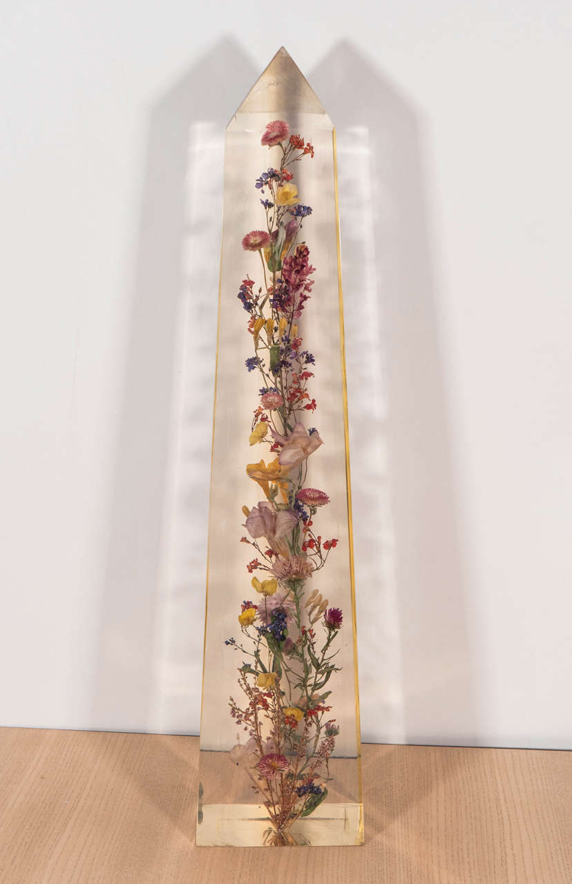 Pierre Giraudon Resin Obelisk with Flowers, 1960s, French For Sale at ...