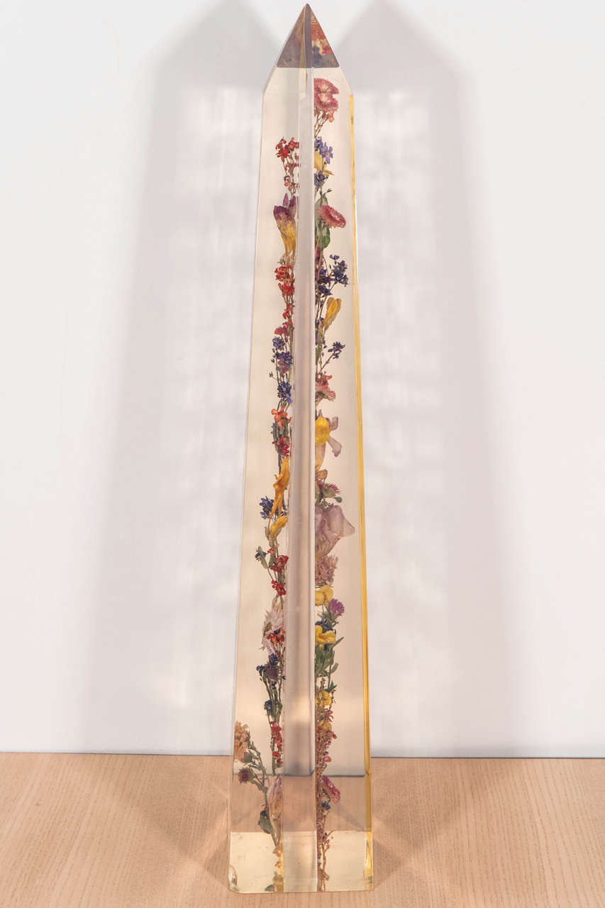 Pierre Giraudon Resin Obelisk with Flowers, 1960s, French For Sale at ...