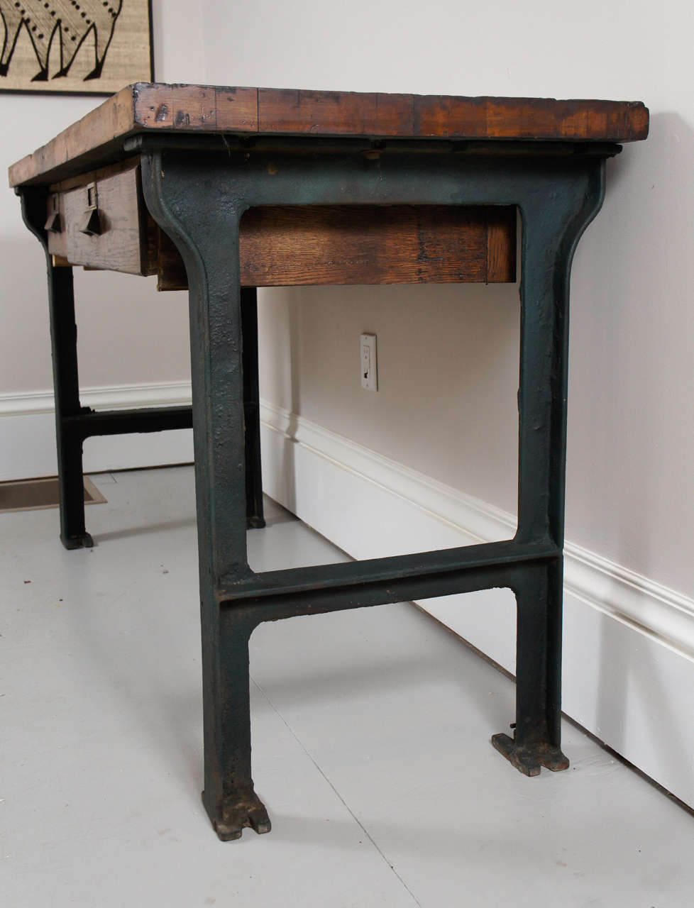 Industrial 34" High Two Drawer Work Table at 1stDibs