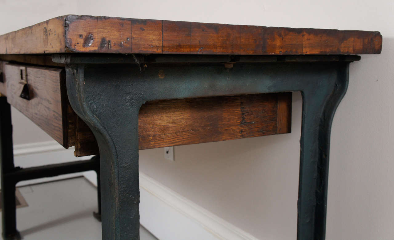 Industrial 34" High Two Drawer Work Table at 1stDibs