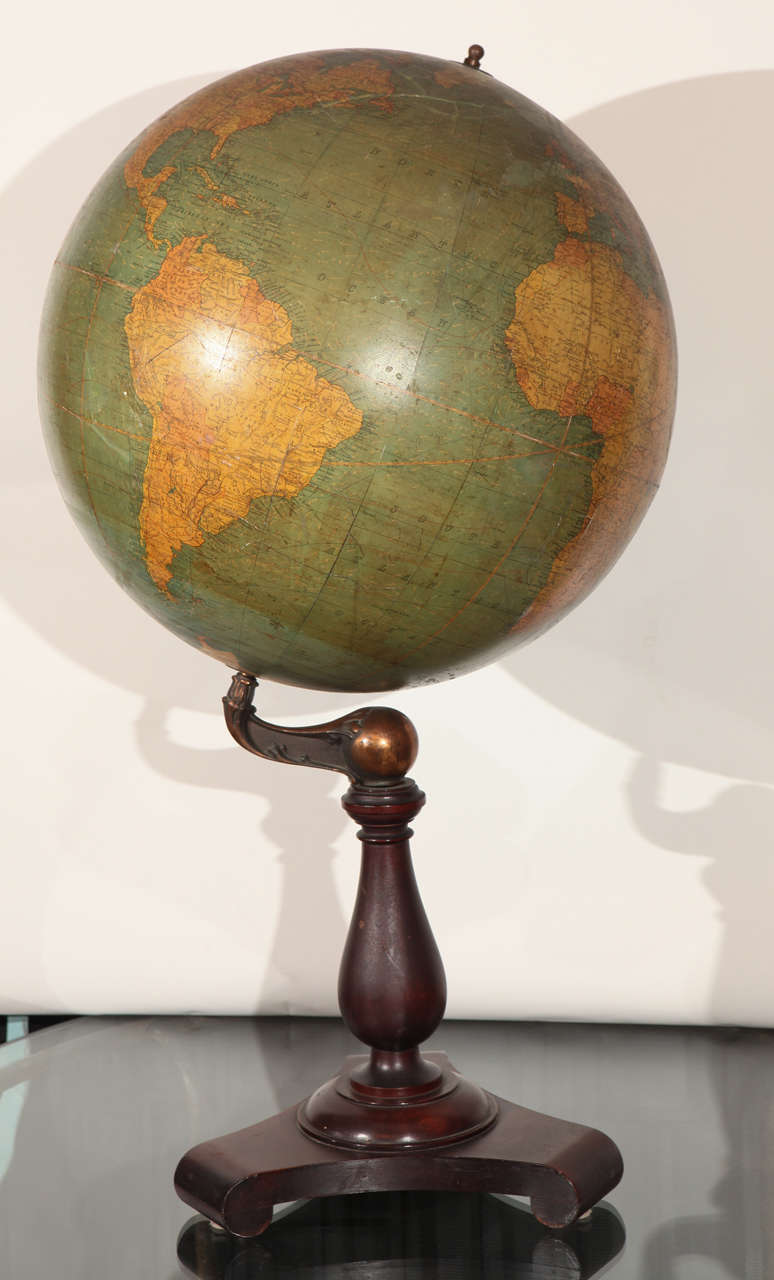 Large Vintage Late 19th Century Terrestrial Globe For Sale at 1stDibs