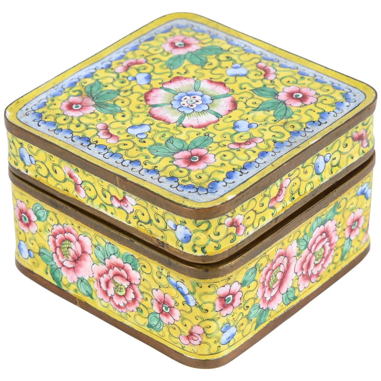 19th Century Enamel Canton Box For Sale at 1stDibs