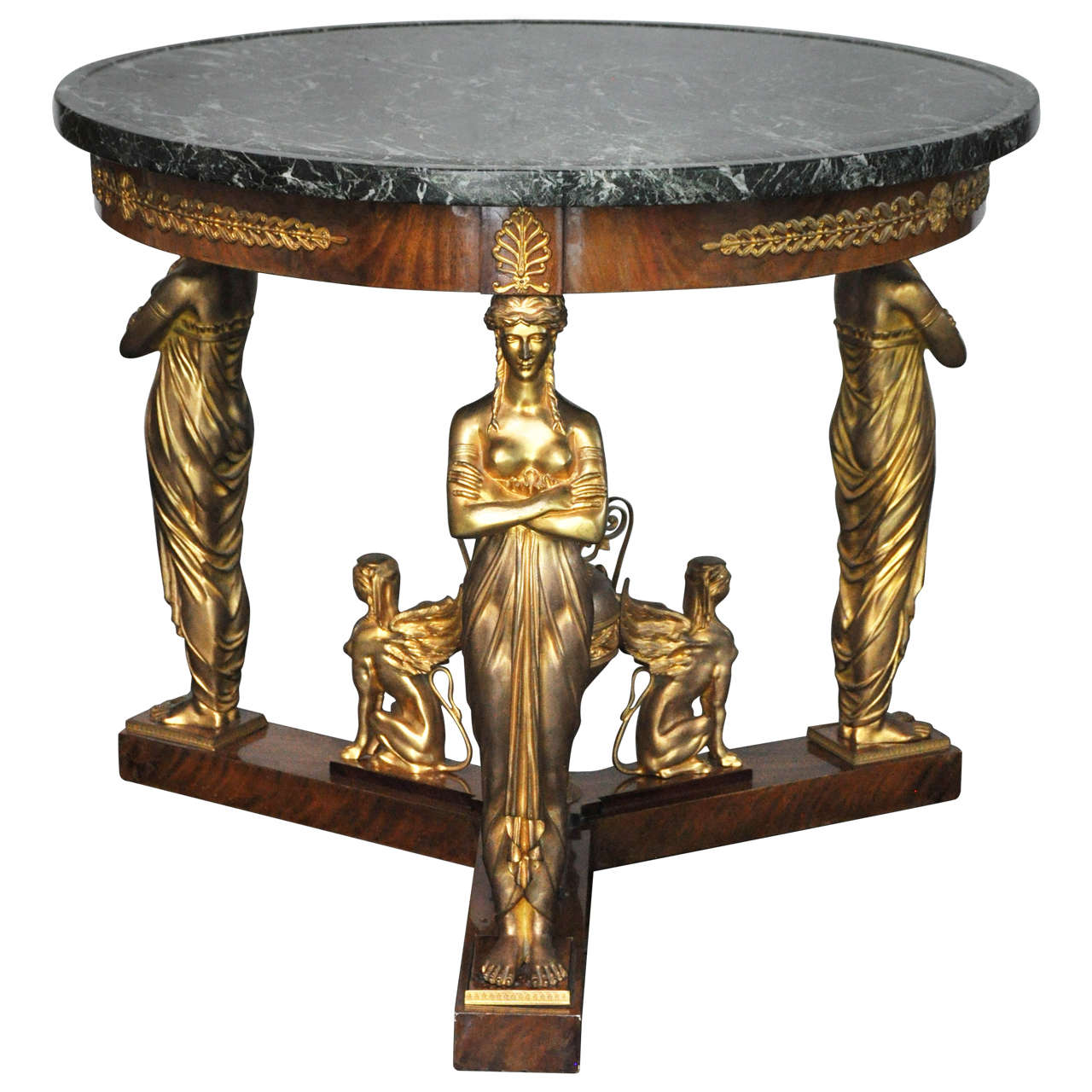 Empire Gilt Bronze Caryatid Salon Table, France, 1880 For Sale at ...