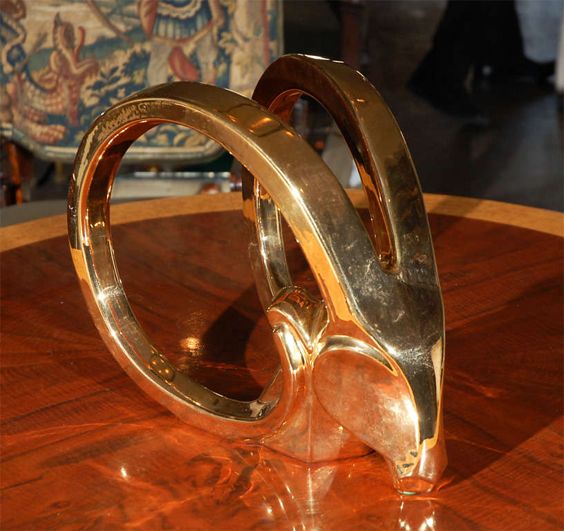 Pair Of Gilded Rams Heads By Jaru For Sale at 1stDibs