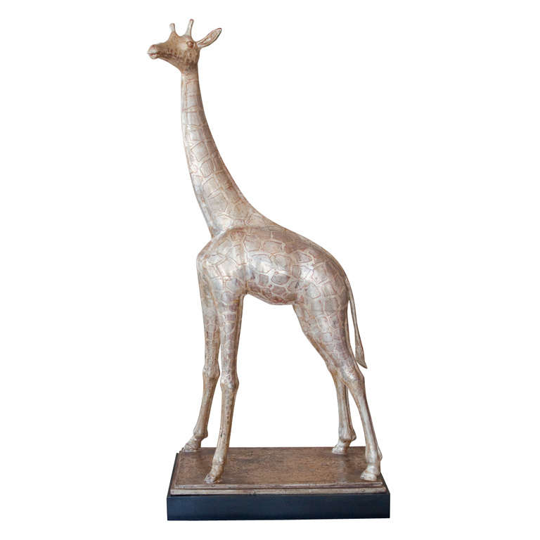 Carved and White Gold Leafed Giraffe by Max Kuehne at 1stDibs