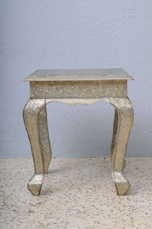 Vintage Pair of Anglo-Indian Embossed Metal Side Tables at 1stDibs