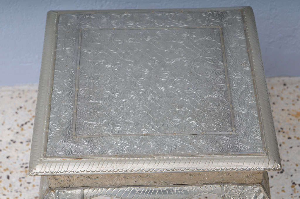 Vintage Pair of Anglo-Indian Embossed Metal Side Tables at 1stDibs