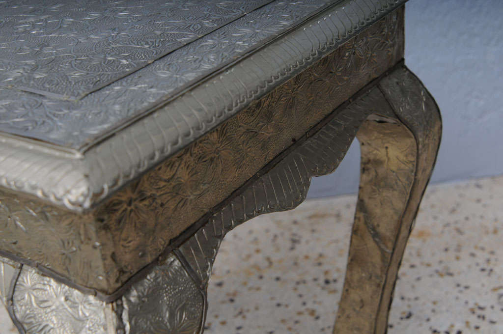 Vintage Pair of Anglo-Indian Embossed Metal Side Tables at 1stDibs