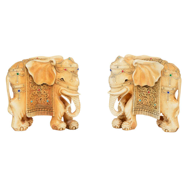 Pair of Ivory Elephants at 1stDibs
