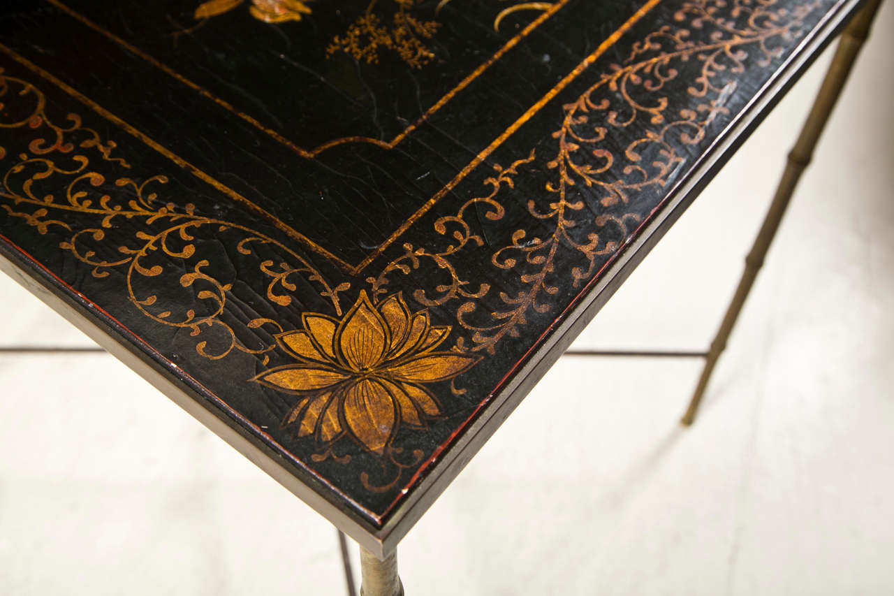 Circa 1920's Pair of Chinoiserie Tables with Faux Bamboo Legs at 1stDibs