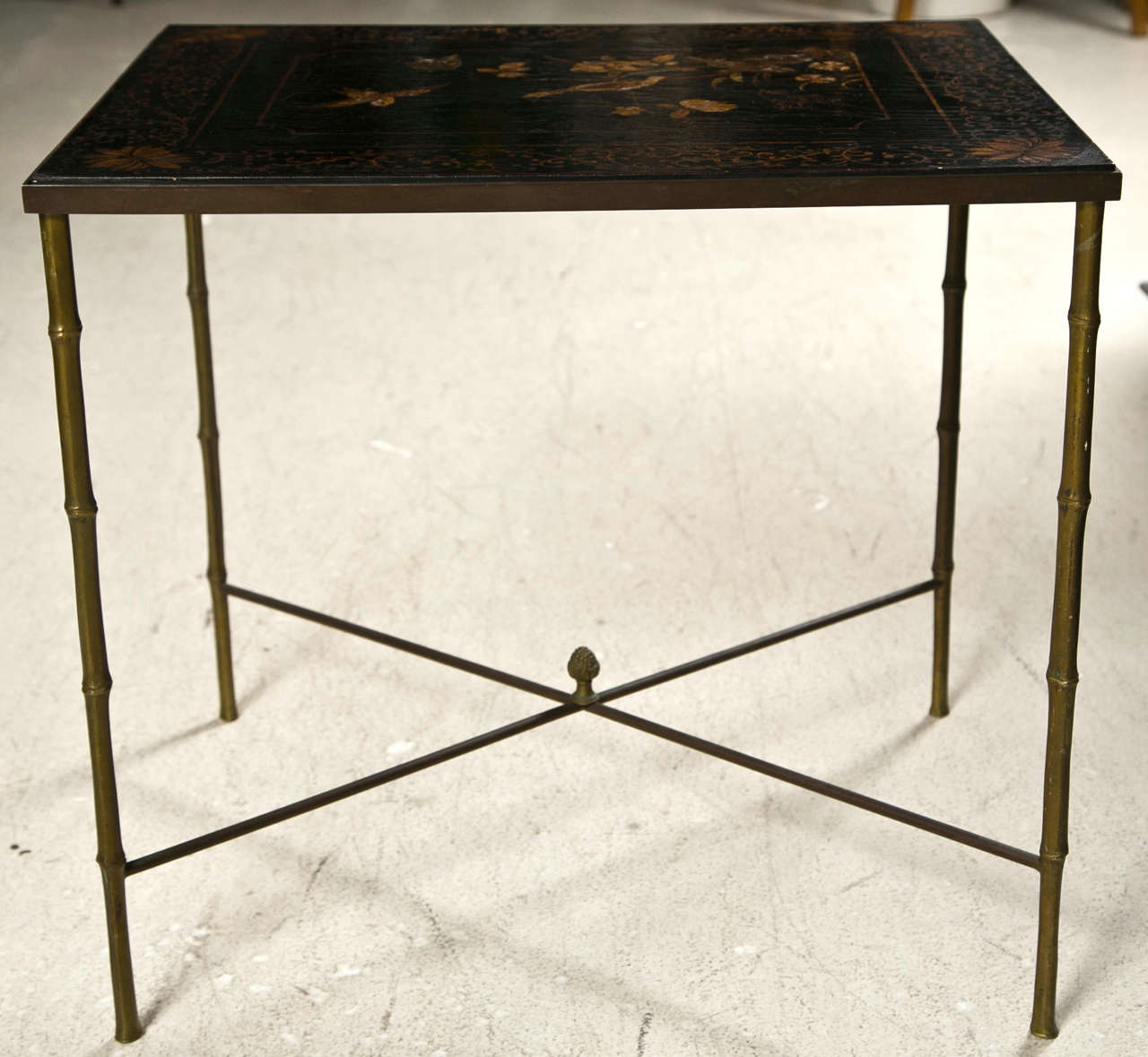 Circa 1920's Pair of Chinoiserie Tables with Faux Bamboo Legs at 1stDibs