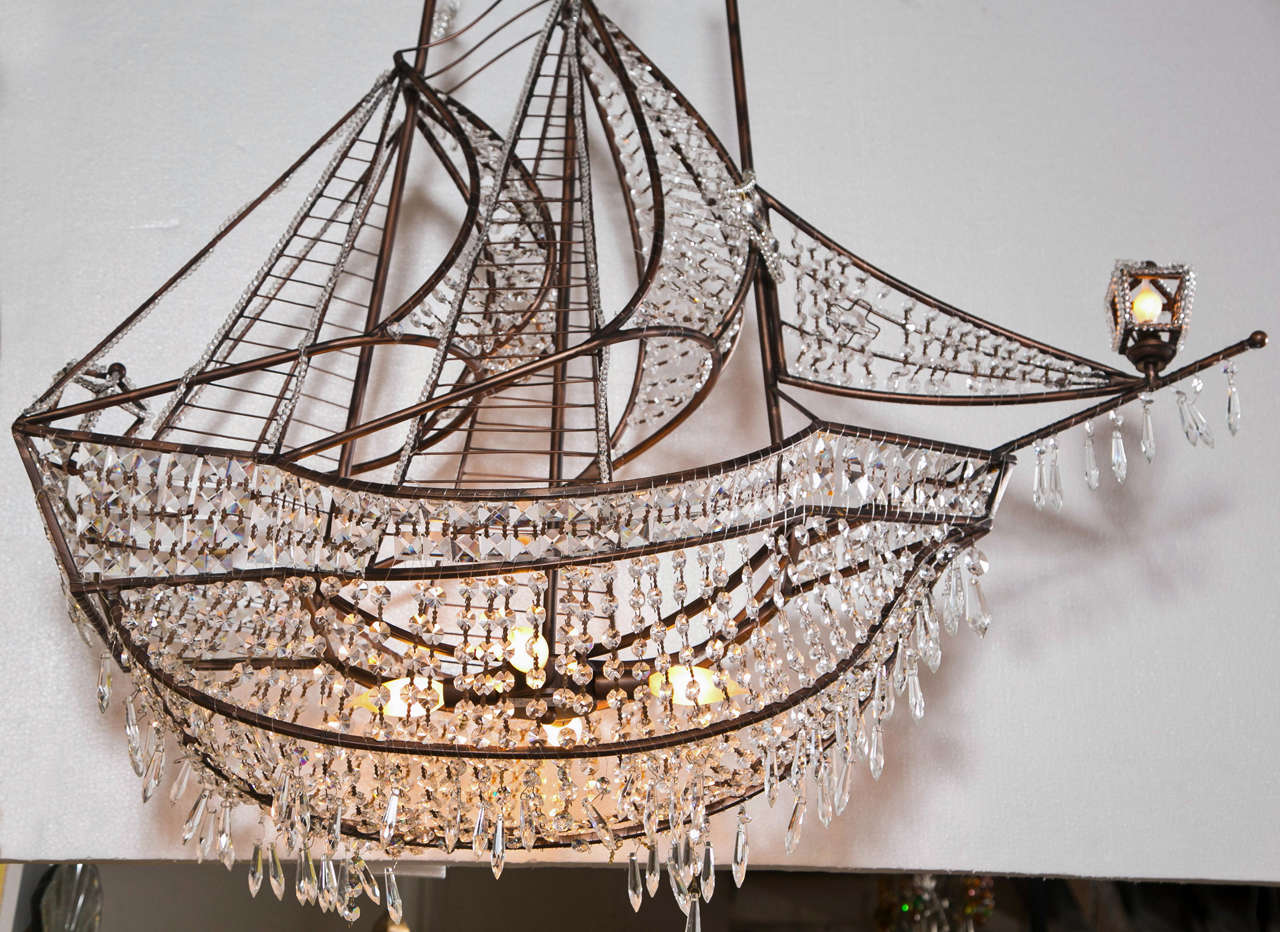 Decorative Iron and Crystal Ship Chandelier at 1stDibs | ship crystal ...