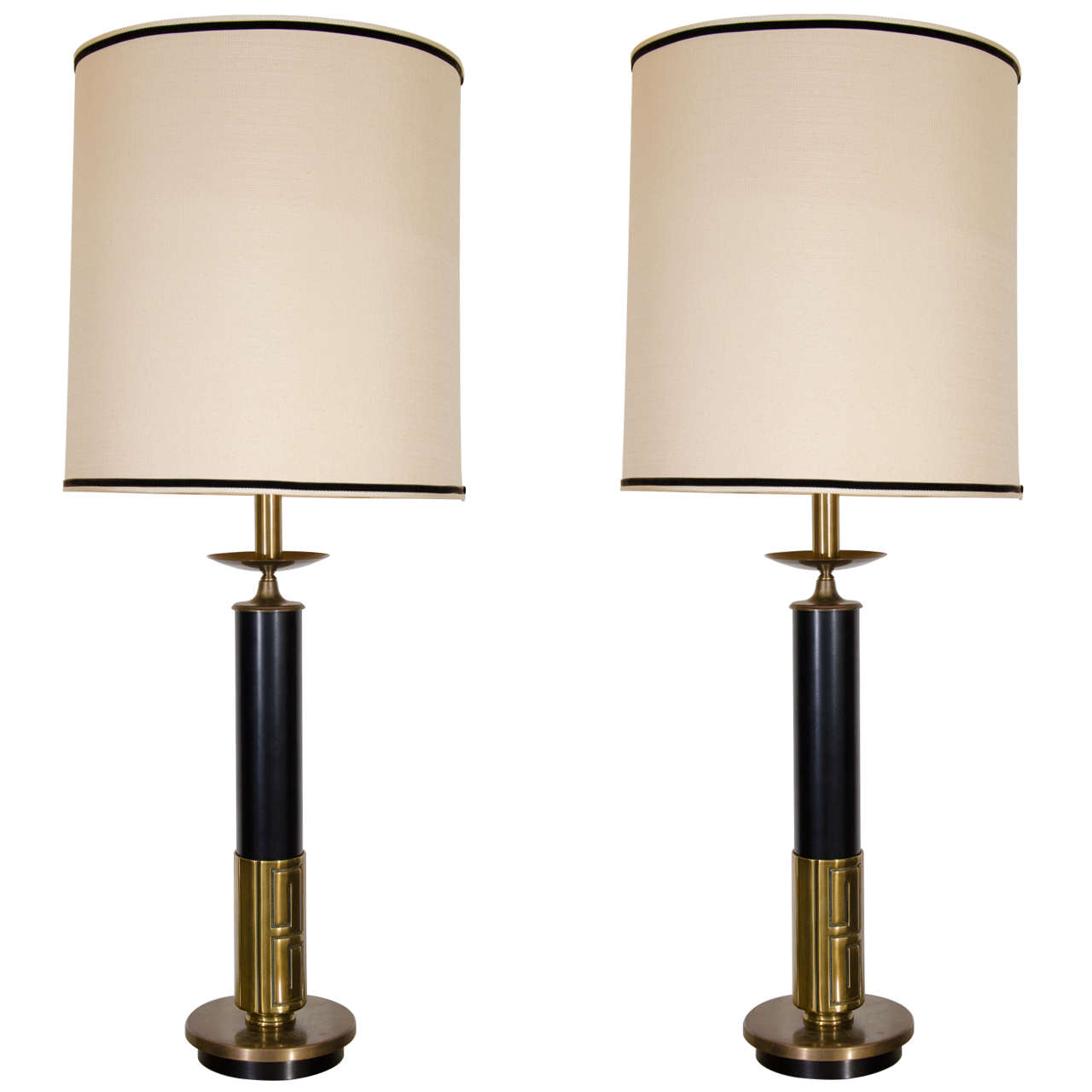 A Pair of Mid Century Lamps with Greek Key Detail at 1stDibs