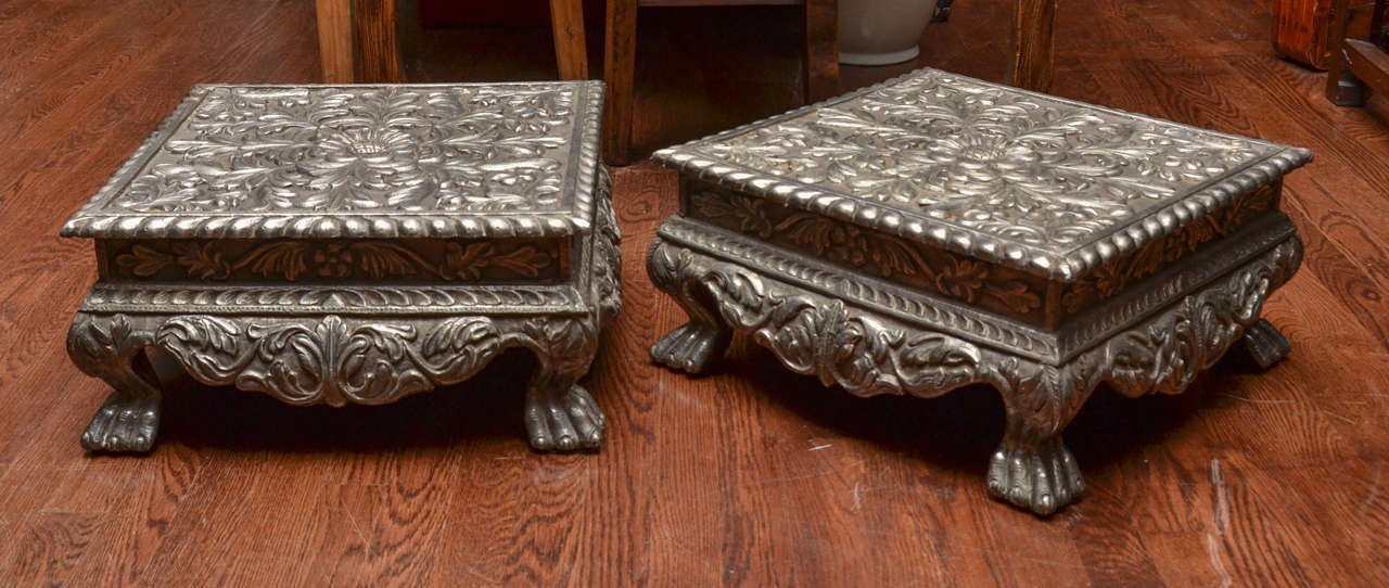 Indian Hammered Silver Prayer Table with Chippendale Inspired Feet For ...