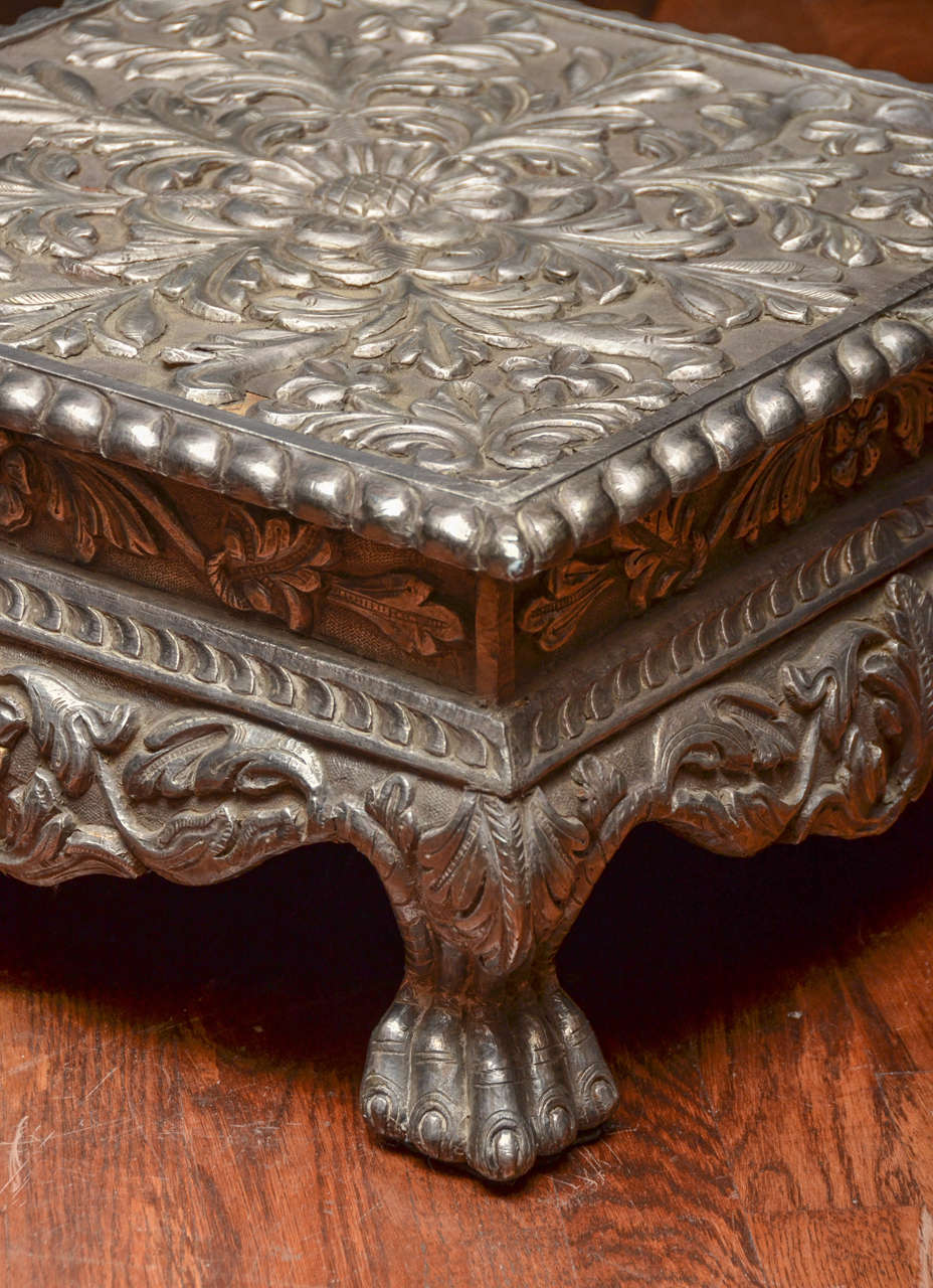 Indian Hammered Silver Prayer Table with Chippendale Inspired Feet For ...
