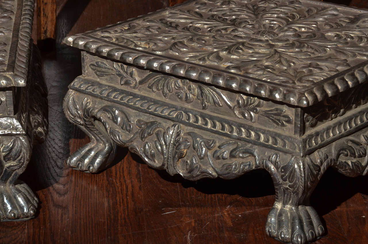 Indian Hammered Silver Prayer Table with Chippendale Inspired Feet For ...