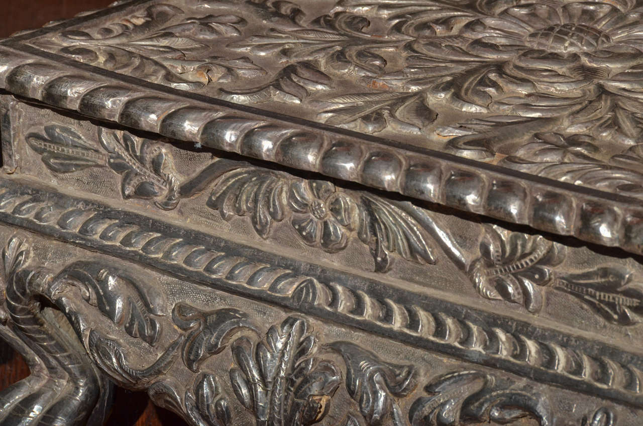 Indian Hammered Silver Prayer Table with Chippendale Inspired Feet For ...