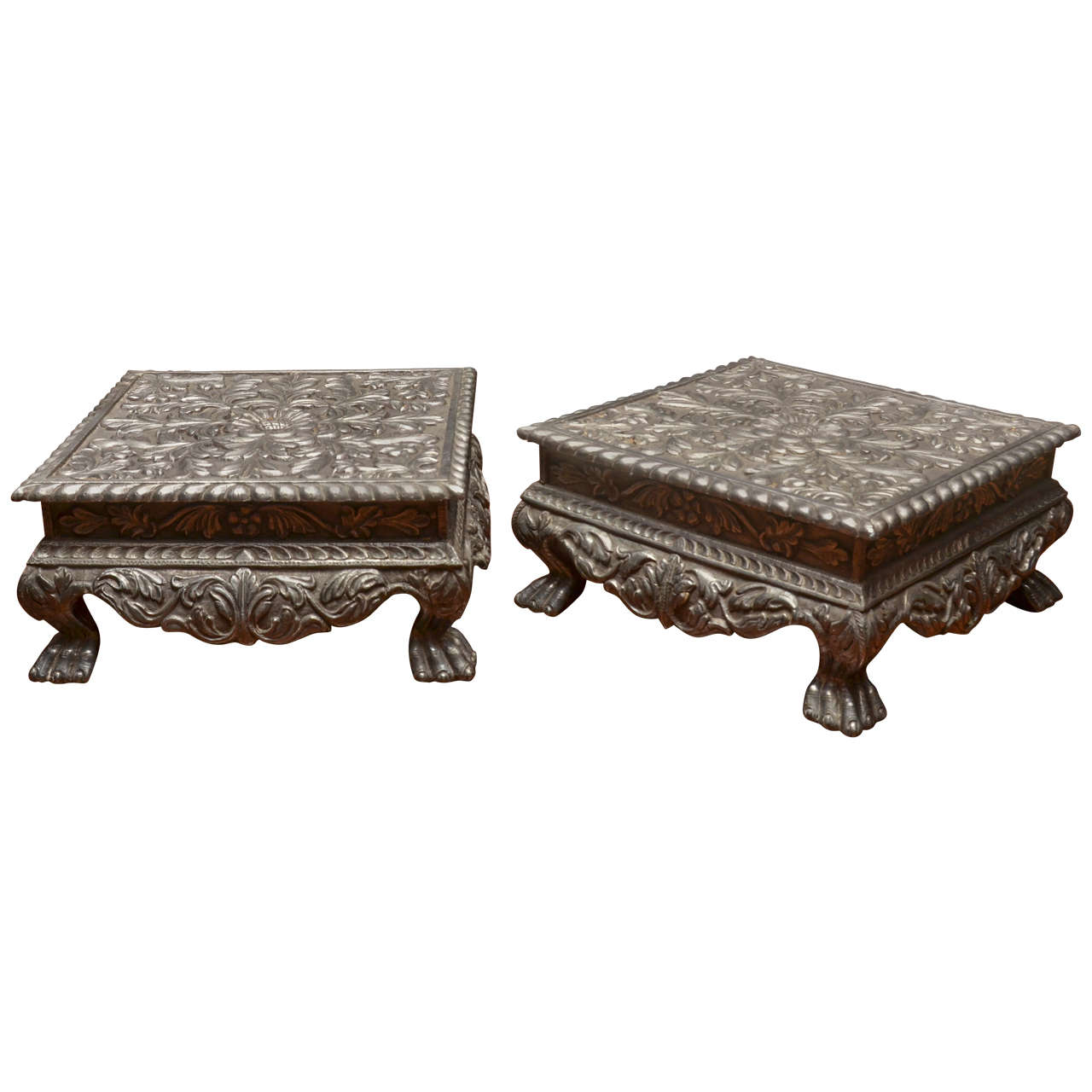 Indian Hammered Silver Prayer Table with Chippendale Inspired Feet For ...