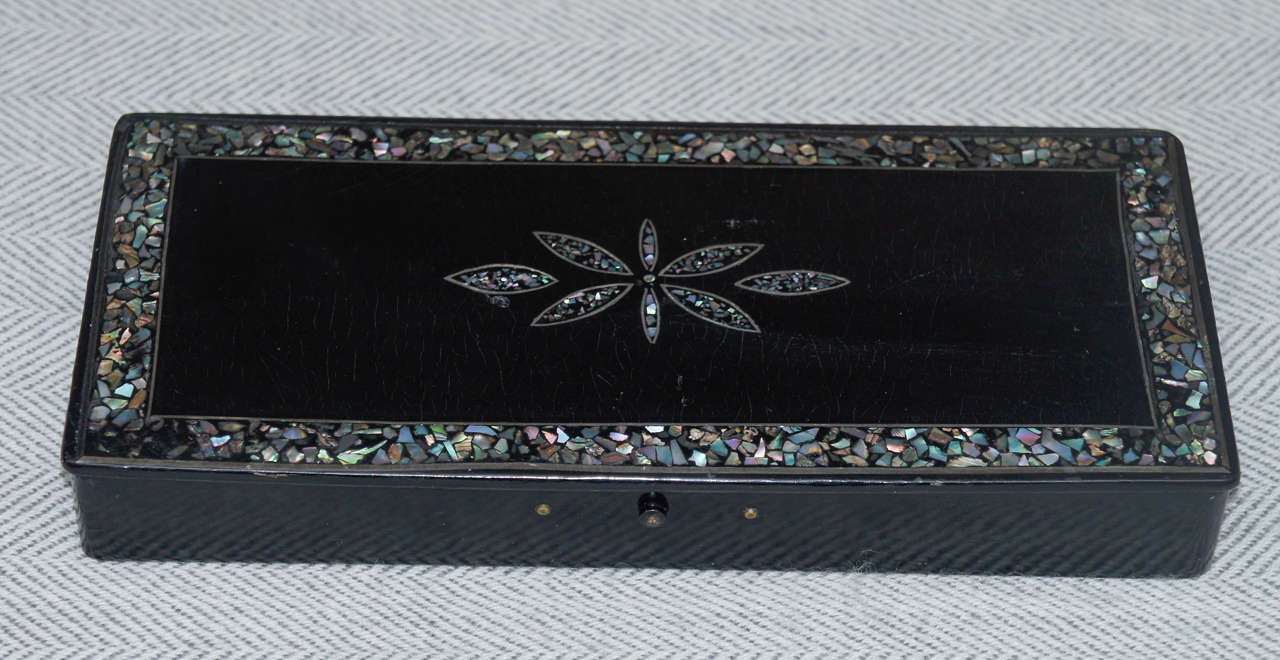 Louis Philippe Papier Mâché Pen Box with Mother of Pearl Decorative ...