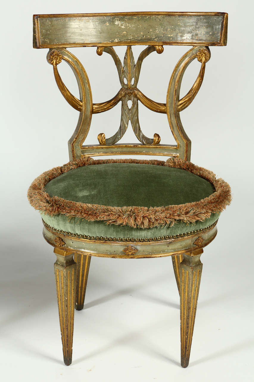 Pair of 18th Century Italian Neoclassical Style Paint Decorated Side ...