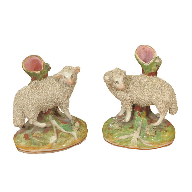 A Set of Staffordshire Sheep Spill Vases at 1stDibs