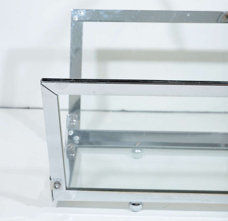 Glass and Chrome Log Holder with Curved Handle at 1stDibs | glass log ...