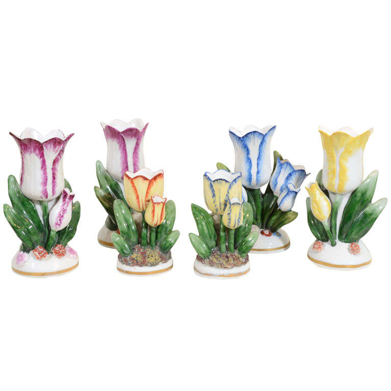 A Group of Antique Porcelain Tulip Flowers at 1stDibs