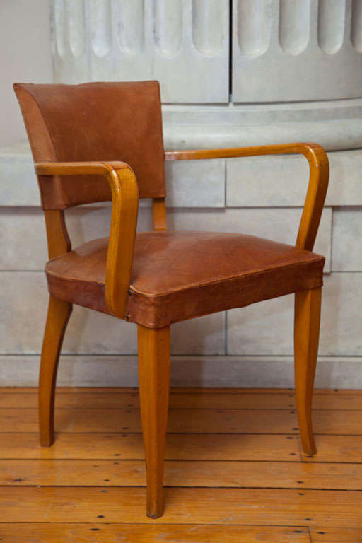 Classic Pair of French Leather Bridge Chairs at 1stDibs