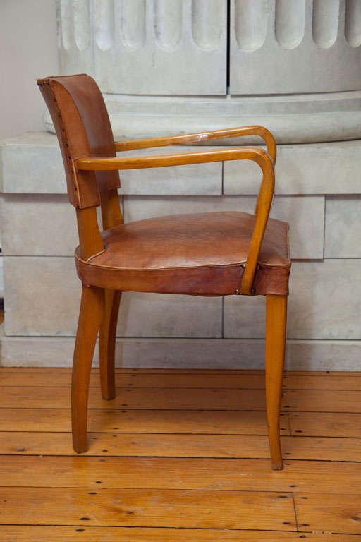 Classic Pair of French Leather Bridge Chairs at 1stDibs