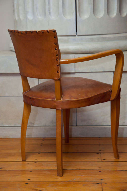 Classic Pair of French Leather Bridge Chairs at 1stDibs