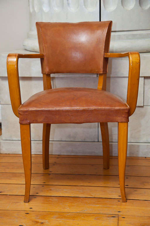 Classic Pair of French Leather Bridge Chairs at 1stDibs