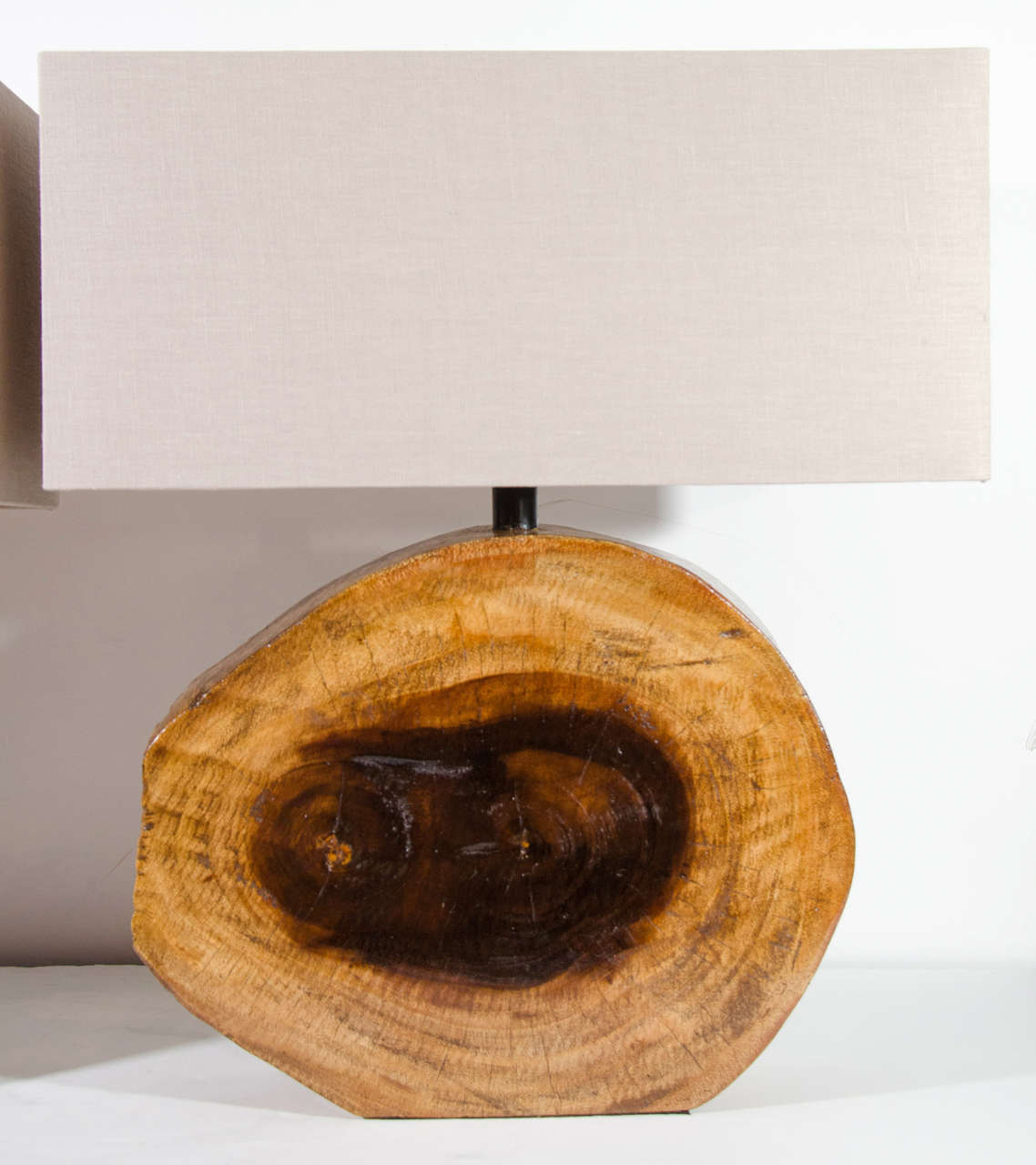 Pair of Organic Cedar Wood Lamps with Rustic Slab Design at 1stDibs ...