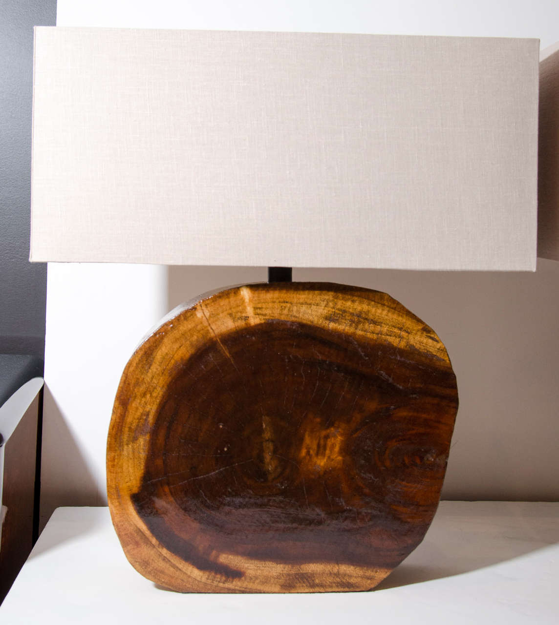 Pair of Organic Cedar Wood Lamps with Rustic Slab Design at 1stDibs ...