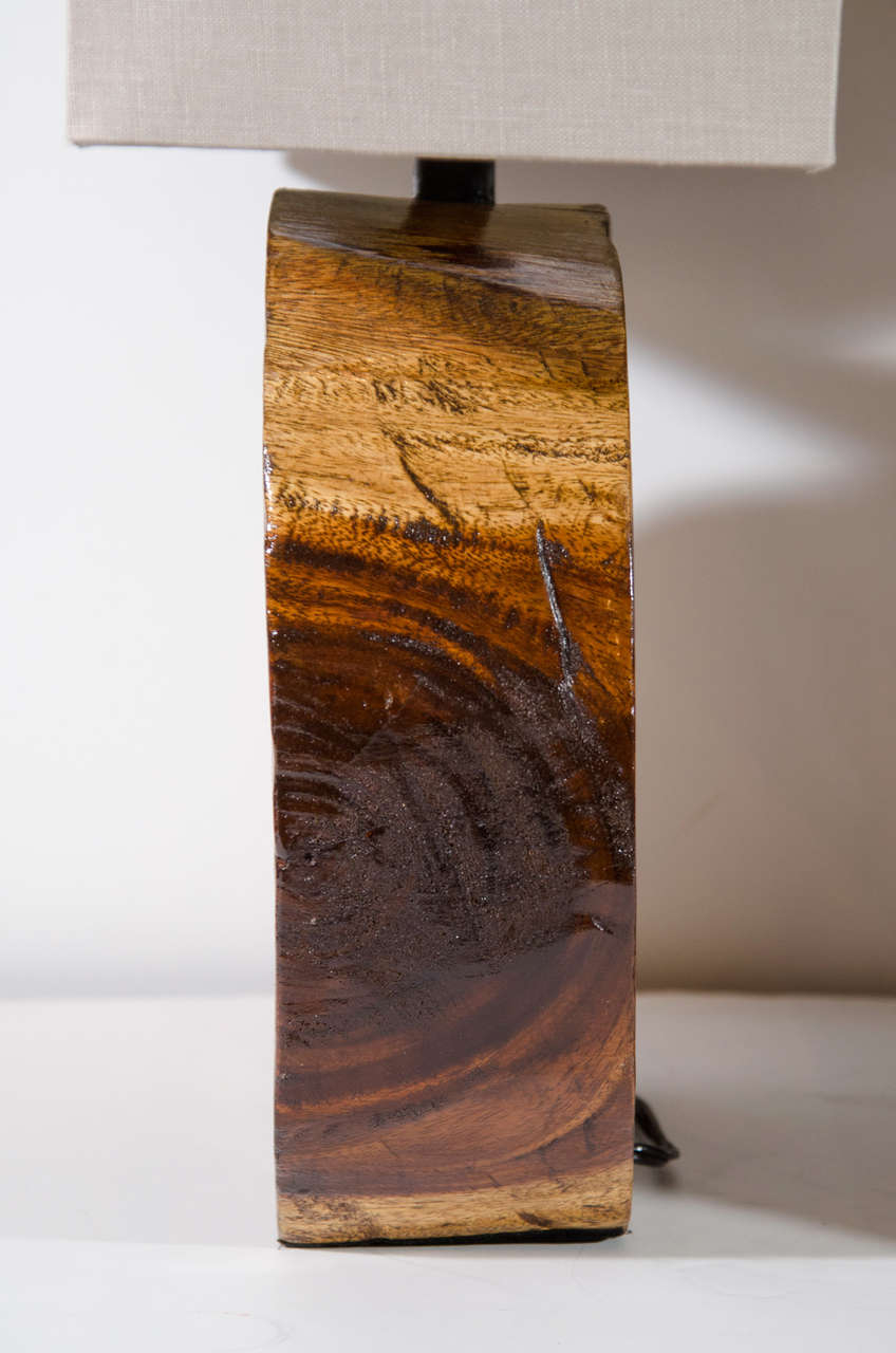 Pair of Organic Cedar Wood Lamps with Rustic Slab Design at 1stDibs ...