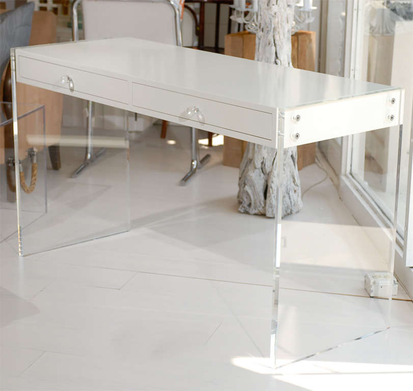 Custom Lucite Lacquered Desk For Sale at 1stDibs