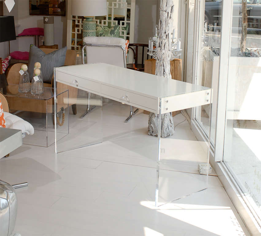 Custom Lucite Lacquered Desk For Sale at 1stDibs