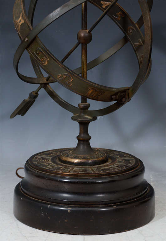 Pair of Mid Century Bronze "Astrology" Lamps with Zodiac Signs at ...