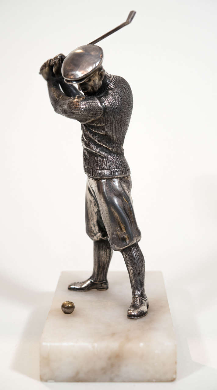 Silverplate Deco Model of a Golfer at 1stDibs