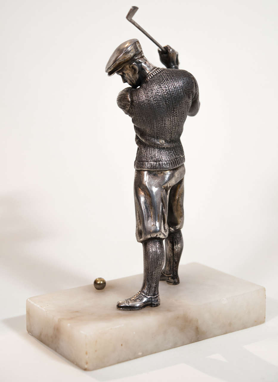 Silverplate Deco Model of a Golfer at 1stDibs