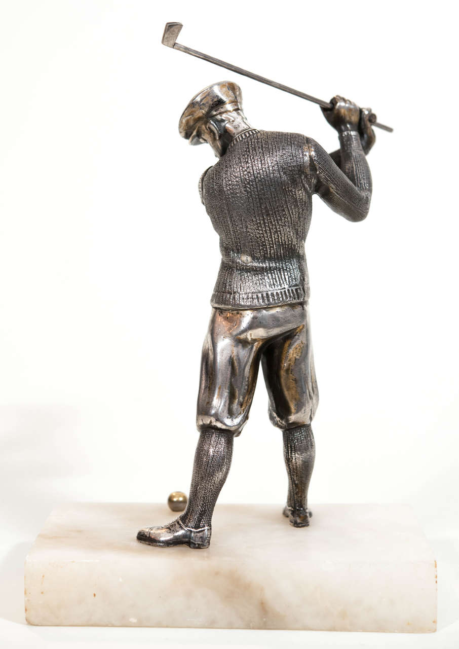 Silverplate Deco Model of a Golfer at 1stDibs