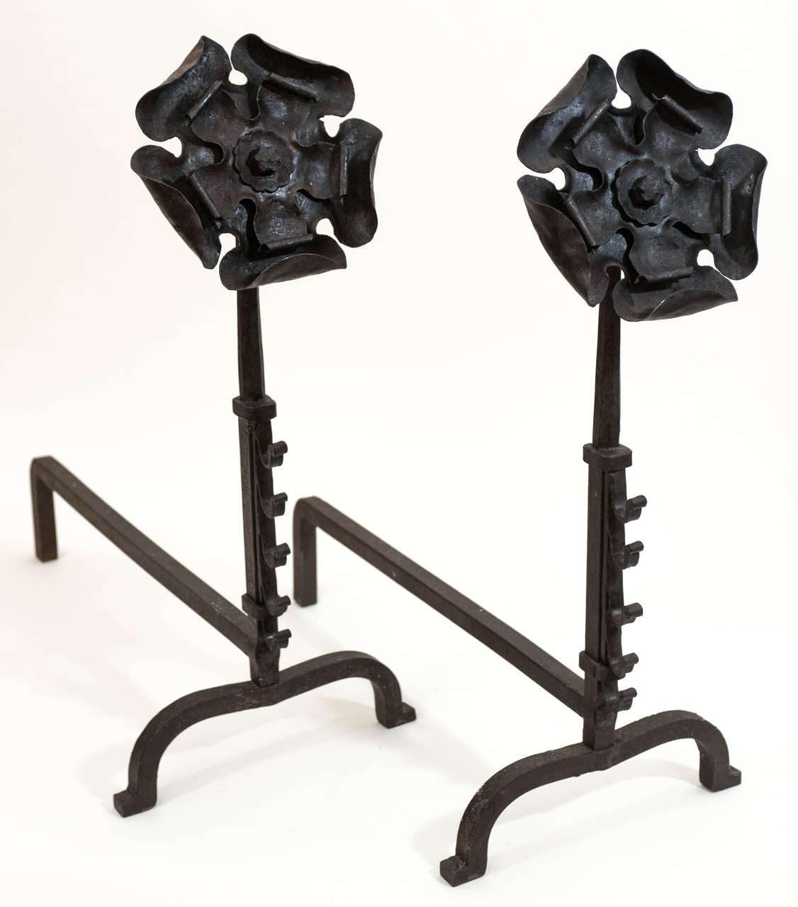 Pair of Arts and Crafts Hand-Forged Andirons at 1stDibs