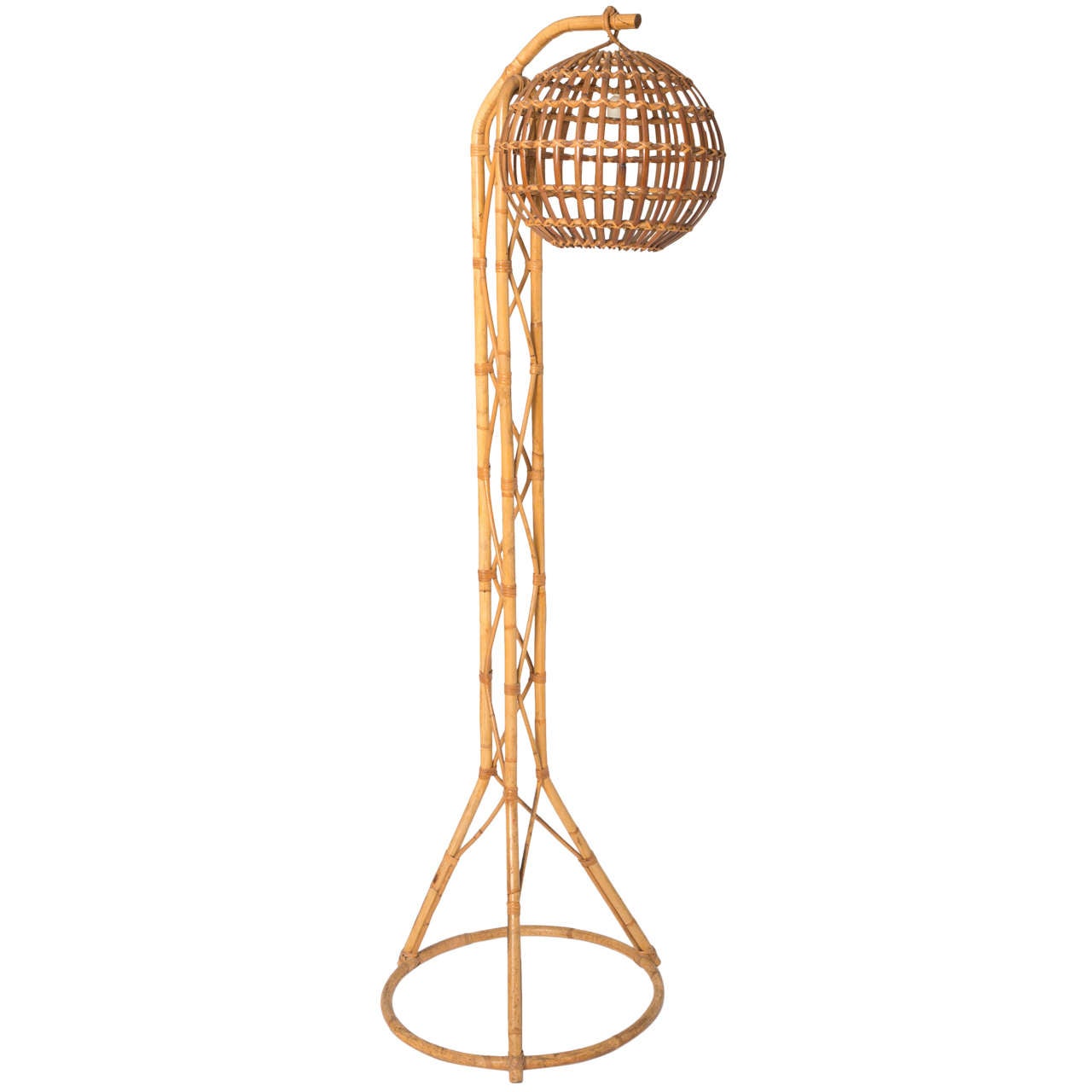 Standard wicker lamp, Italy circa 1950 For Sale at 1stDibs