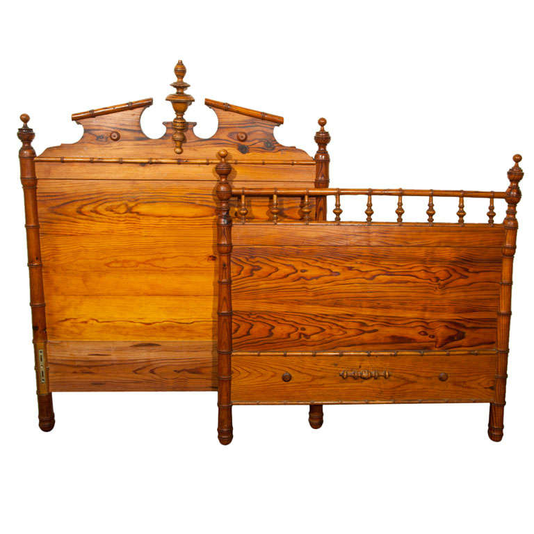 Pine Bed with Headboard and Footboard For Sale at 1stDibs