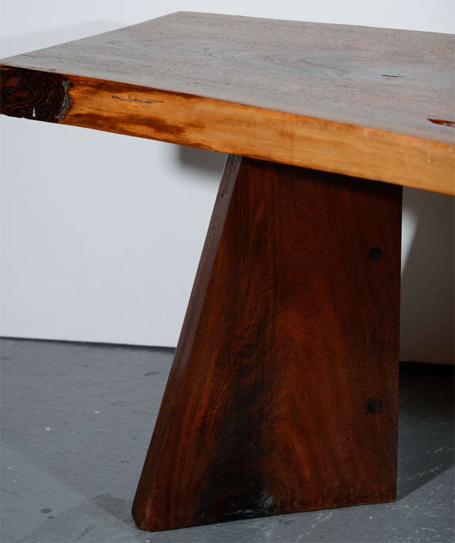 Nakashima Inspired Solid Walnut Free Edge Coffee Table/Bench at 1stDibs